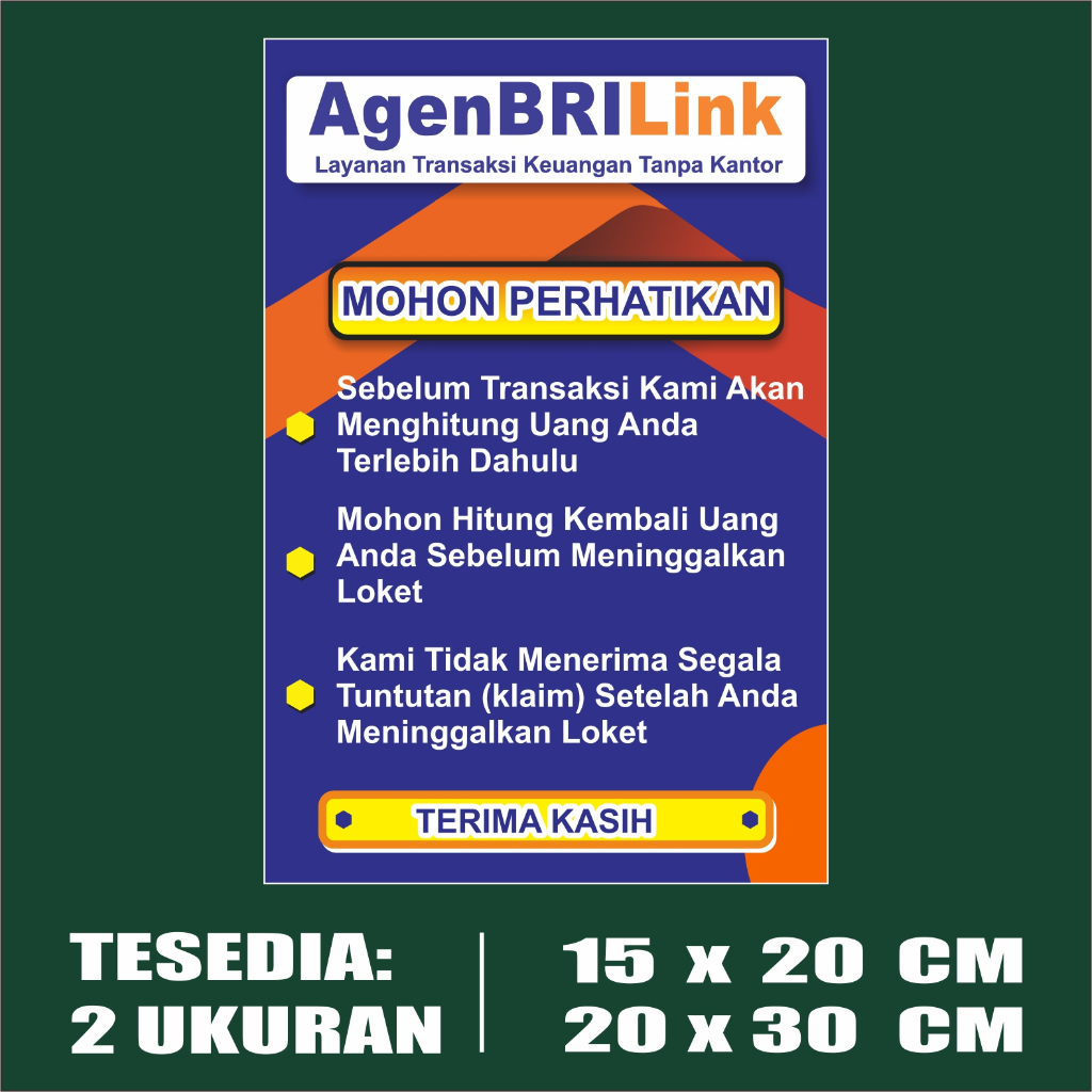 Jual STIKER ETALASE BRI LINK DUA MODEL CUSTOM | Shopee Indonesia