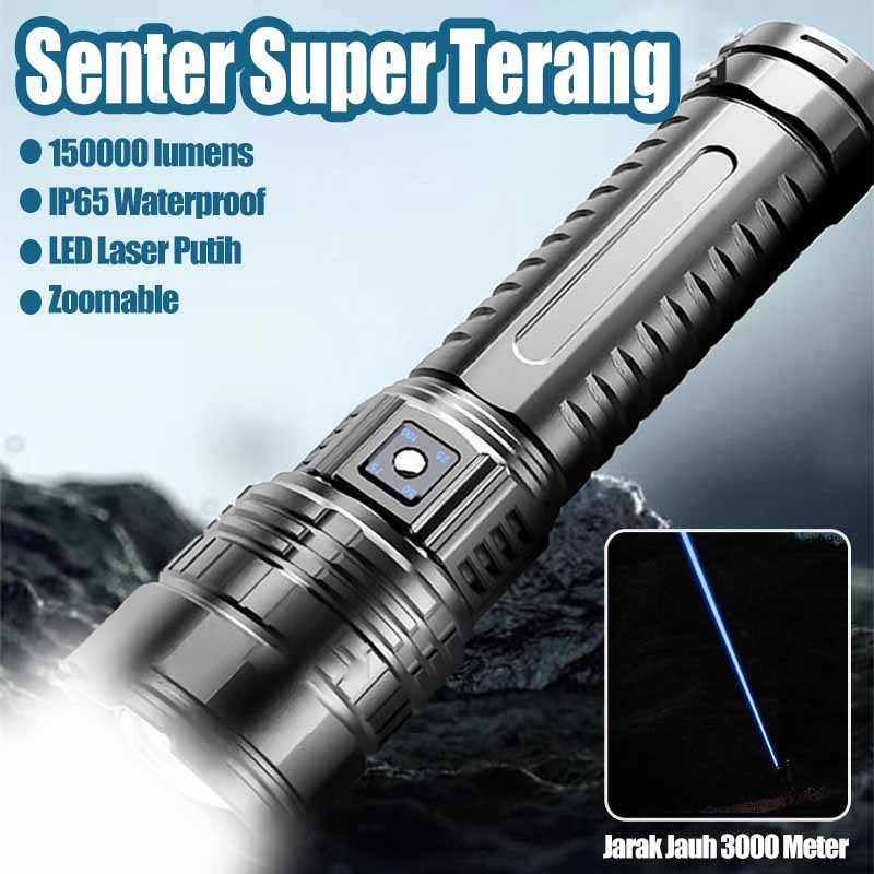 Jual 【Anbolt-Toko bendera】 Senter Super Terang Jarak Jauh 150000 lumens ...