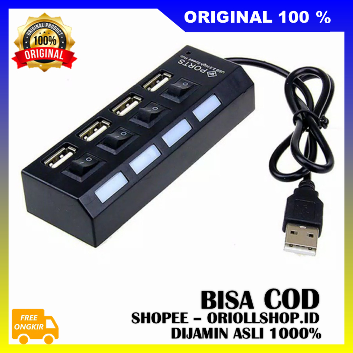 Jual USB Hub 4 Port Output On Off Saklar Lampu USB 2.0 100% ASLI | Shopee Indonesia