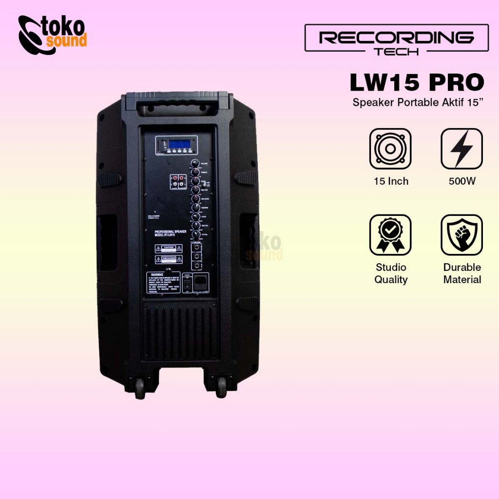 Jual Recording Tech Lw15 Pro Speaker Aktif 15 Inch With 2 Mic Uhf