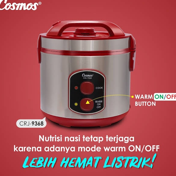 Jual Magic Com Cosmos CRJ 9368 Rice Cooker 2 Liter Stainless | Shopee ...