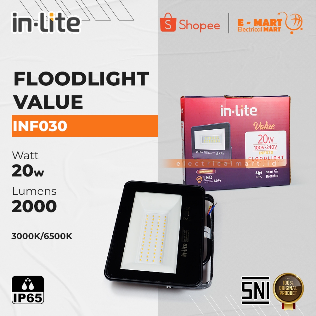 Jual INLITE LAMPU SOROT Tembak 20Watt in-Lite LED VALUE Outdoor 20W 20 ...