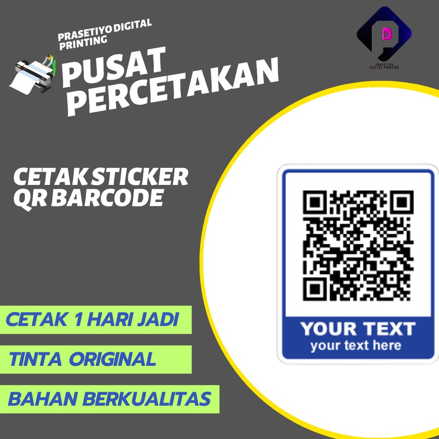 Jual Cetak QR Barcode bahan AC260 berkualitas bisa custom desain dan ...
