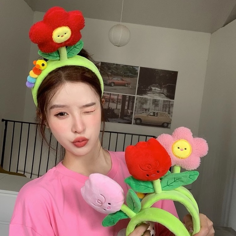 Jual Delunashop 293D Bando Karakter Bunga ulat cacing Cosplay Motif ...