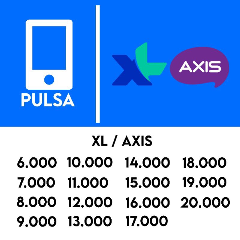 Jual PULSA XL AXIS 6K - 20K TRANSFER MURAH (6000 - 20000) | Shopee ...