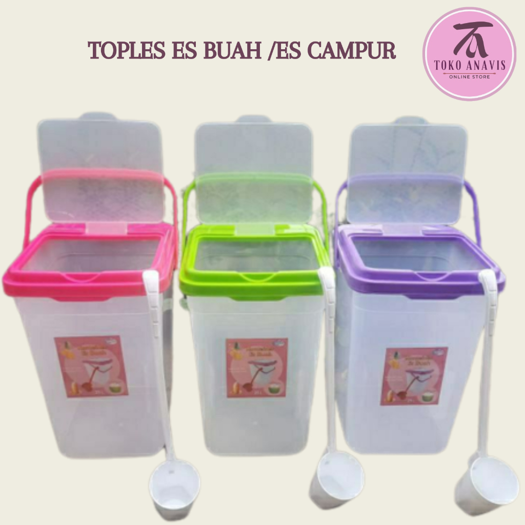 Jual tempat es buah toples es buah container lovenia 15 & 25 liter ...