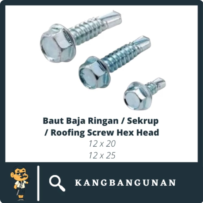 Jual Baut Baja Ringan 12x20 mm Baut / sekrup / roofing screw Hex Head ...