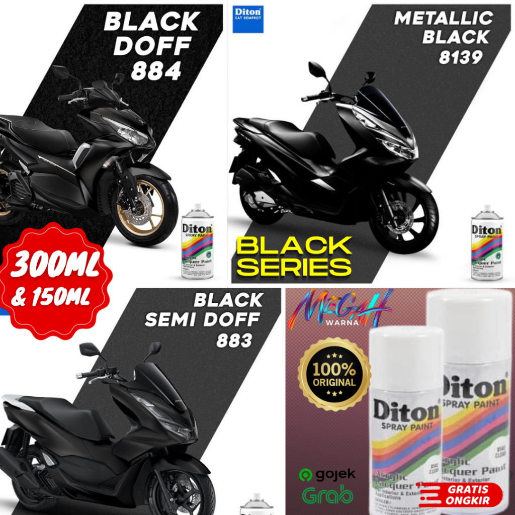 Jual Pilok Pilox Cat Semprot Diton 300cc black doff 884 clear 8540 hitam 839 metalik black 8139 ...