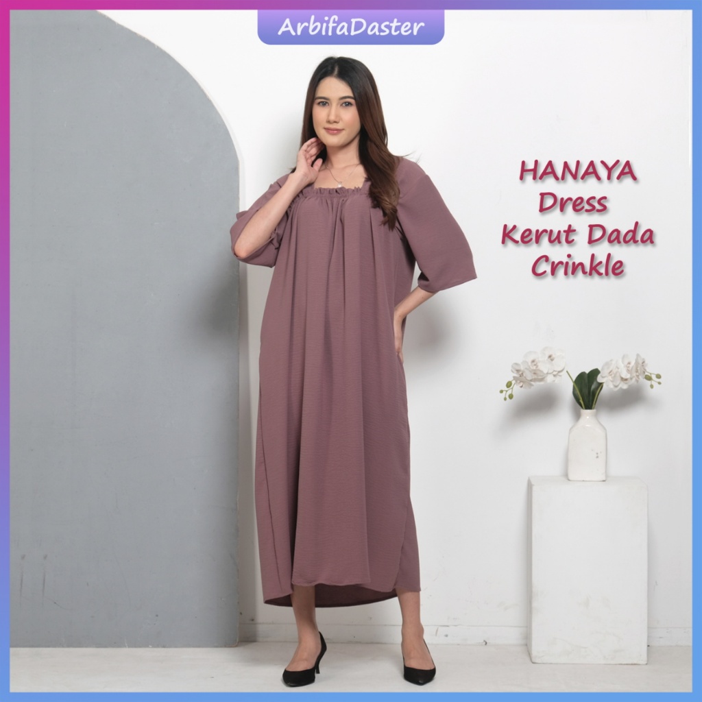 Jual Daster Kerut Dada Crinkle Airflow Dress gamis Kekinian Korean ...