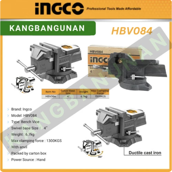 Jual Bench Vice (4") INGCO HBV084 Catok Paron Ragum Tanggem Meja Putar ...