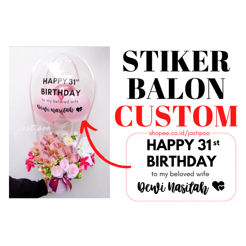 Jual [LGSNG KIRIM] Stiker Balon PVC Custom Bebas, Custom kata, Bebas ...