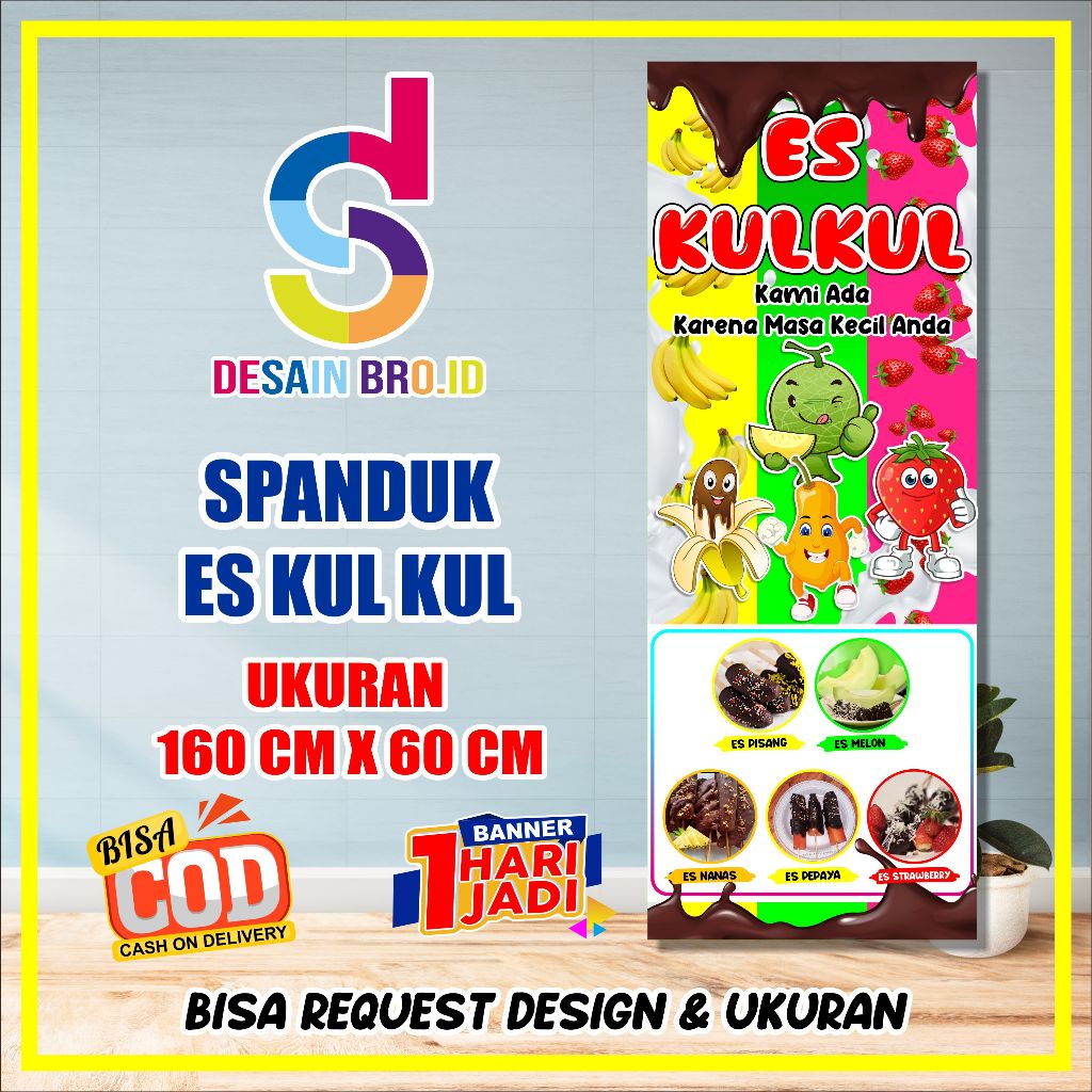 Jual BANNER/SPANDUK ES KUL KUL ( BISA CUSTOM ) UKURAN 160X60 | Shopee ...