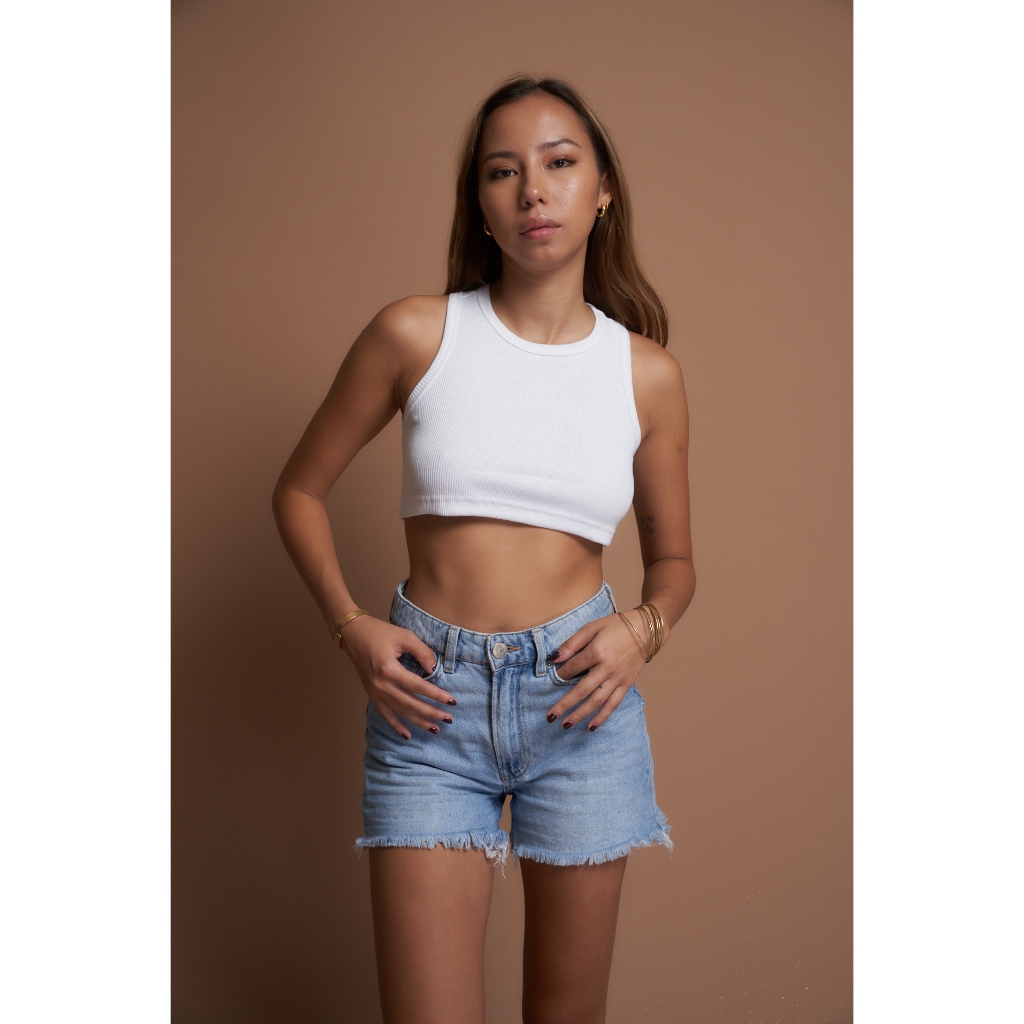 Jual Mahalo Crop top Basic polos | varian 3 warna hitam, putih, sage ...