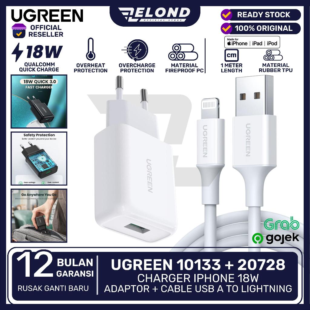 Jual UGREEN Charger iPhone 18W Adaptor + Kabel USB Type A To Lightning ...