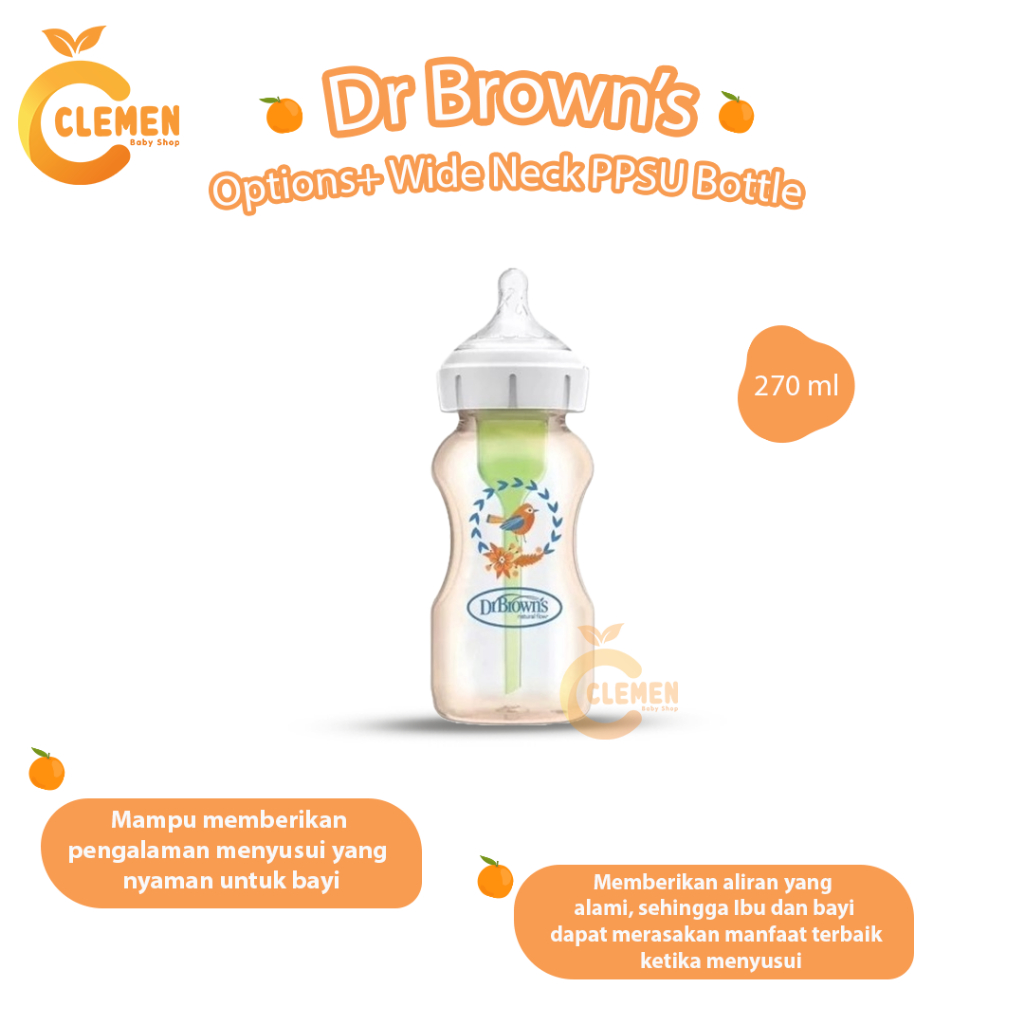 Jual Dr.Brown's Botol Susu PPSU Wide Neck Options 270ml | Shopee Indonesia