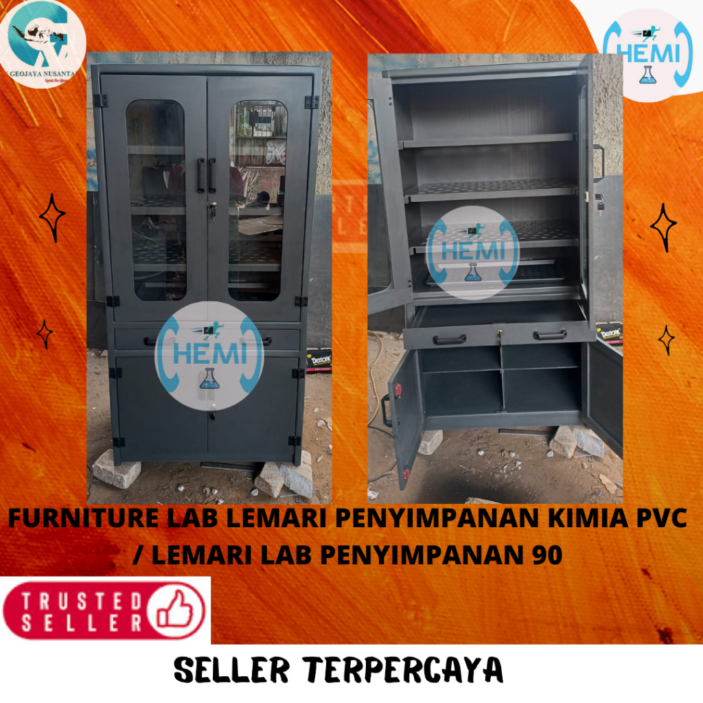 Jual FURNITURE LAB LEMARI PENYIMPANAN KIMIA PVC / LEMARI LAB PENYIMPANAN 90 | Shopee Indonesia