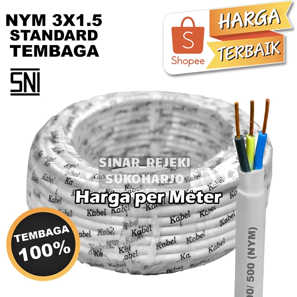 Jual Kabel Listrik NYM SNI Tembaga 3x1,5 METERAN 3x1.5 Kabel NYM ...