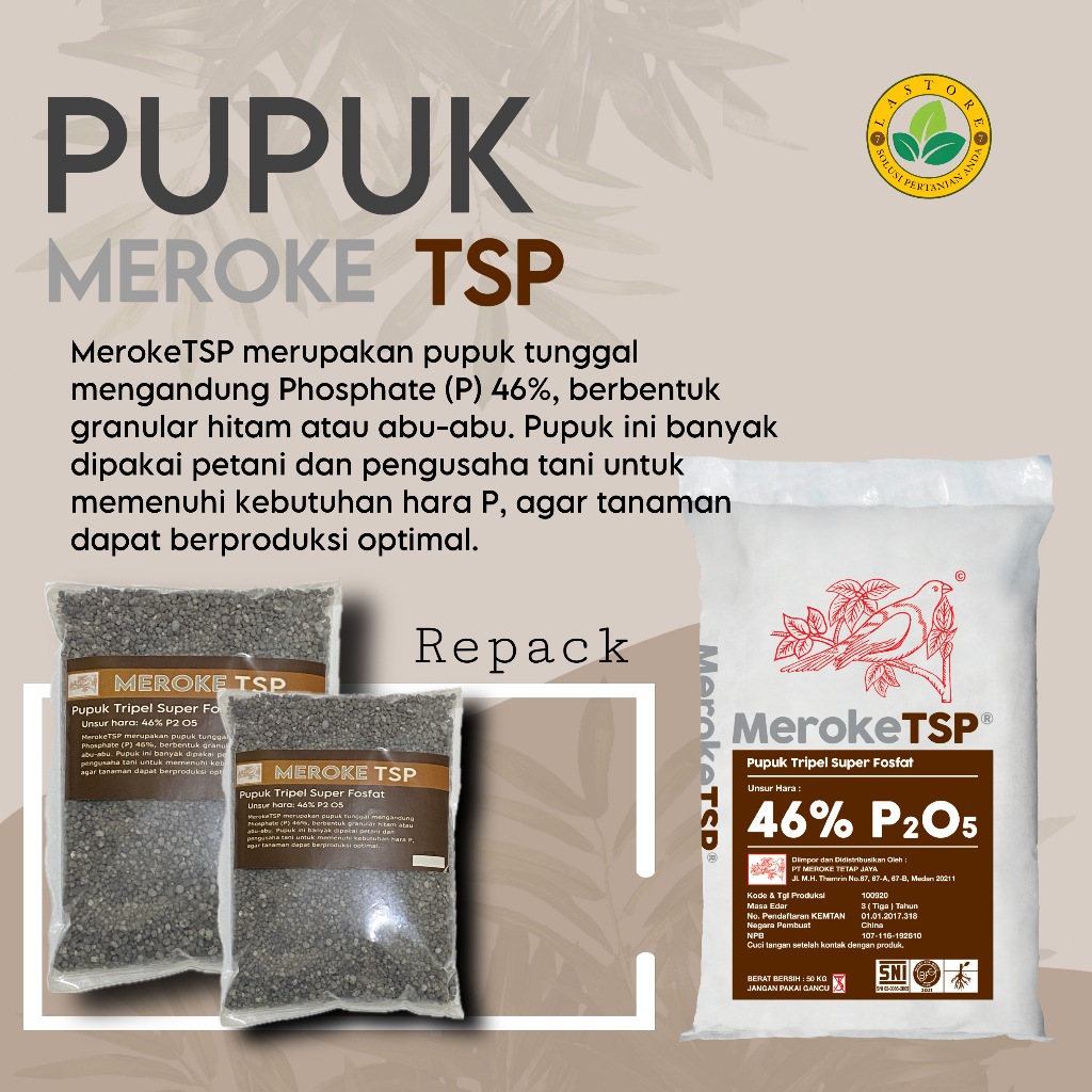 Jual Pupuk Meroke TSP 1 Kg Tripel Super Fosfat Kemasan Repack | Shopee Indonesia