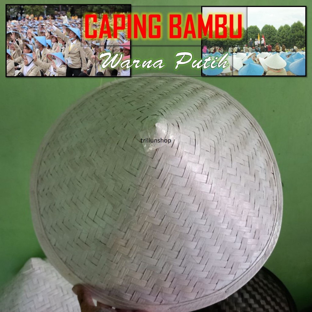 Jual Caping Polos Warna Anyaman Bambu Penutup Kepala Anti Panas Full ...