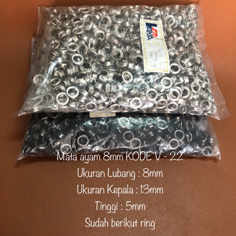 Jual mata ayam 8mm per 144 pcs + ring / mata ayam eyelet 8mm / mata ...