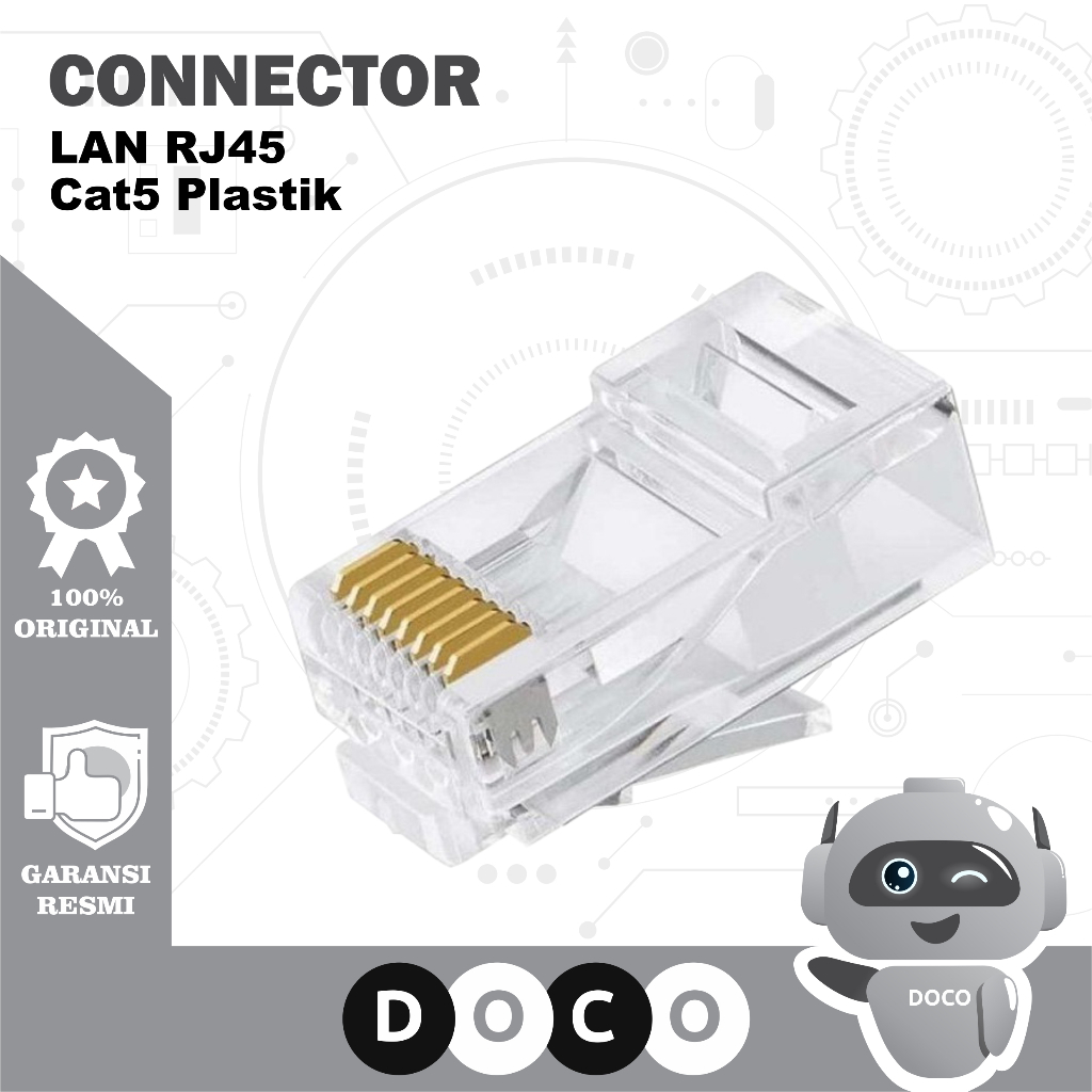 Jual Connector LAN RJ45 CAT5 Plastik Konektor Kabel Kepala Plug Network ...
