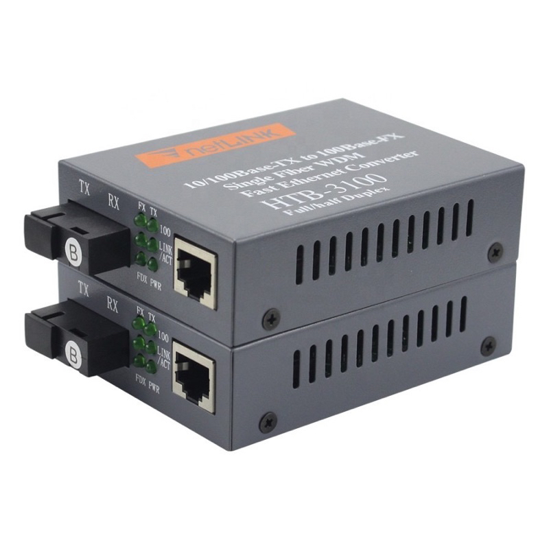 Jual Sepasang HTB-3100 AB Fiber Optic Media Konverter Single Mode dengan 5V 2A EU Adaptor ...
