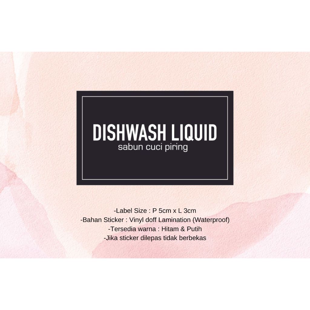 Jual Label Sticker Waterproof Dishwash Liquid 5cm x 3cm | Shopee Indonesia