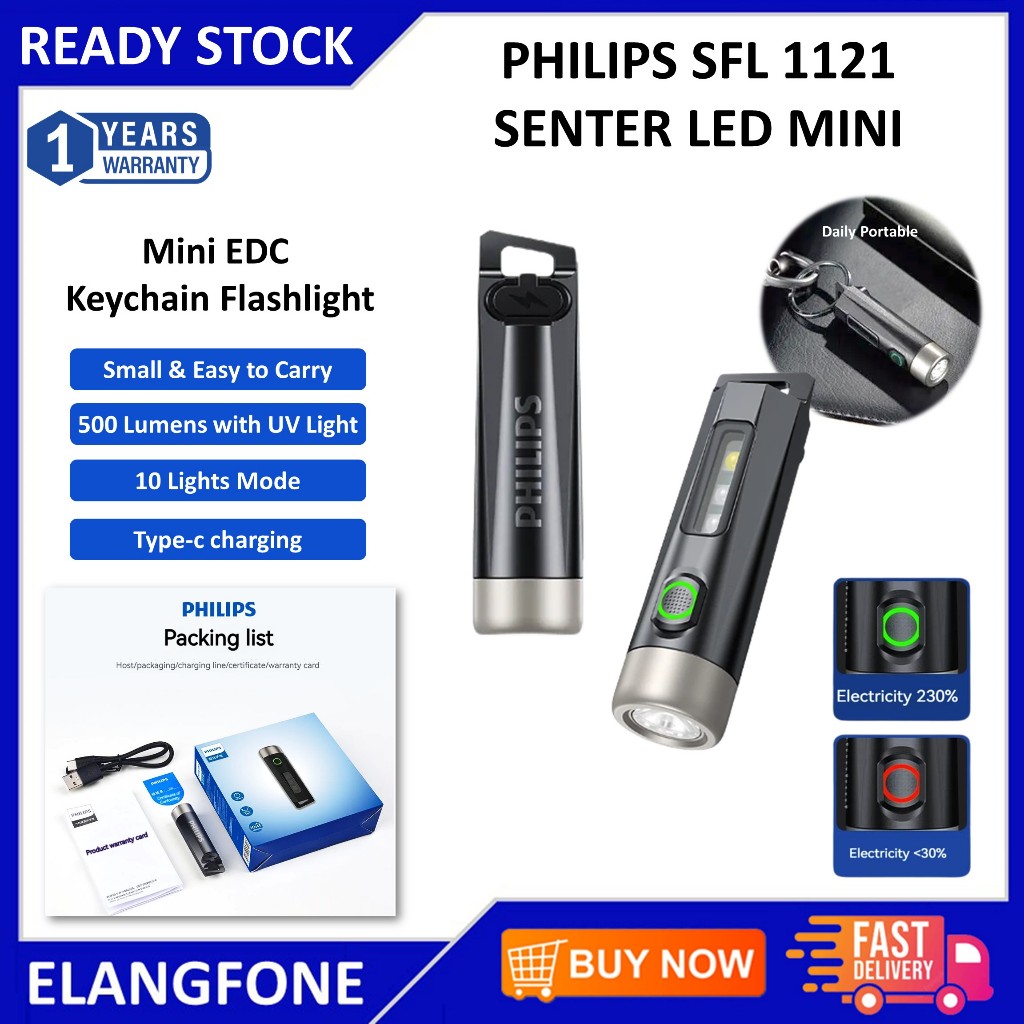 Jual Philips SFL1121 Flashlight Keychain Senter led Mini Super Terang ...