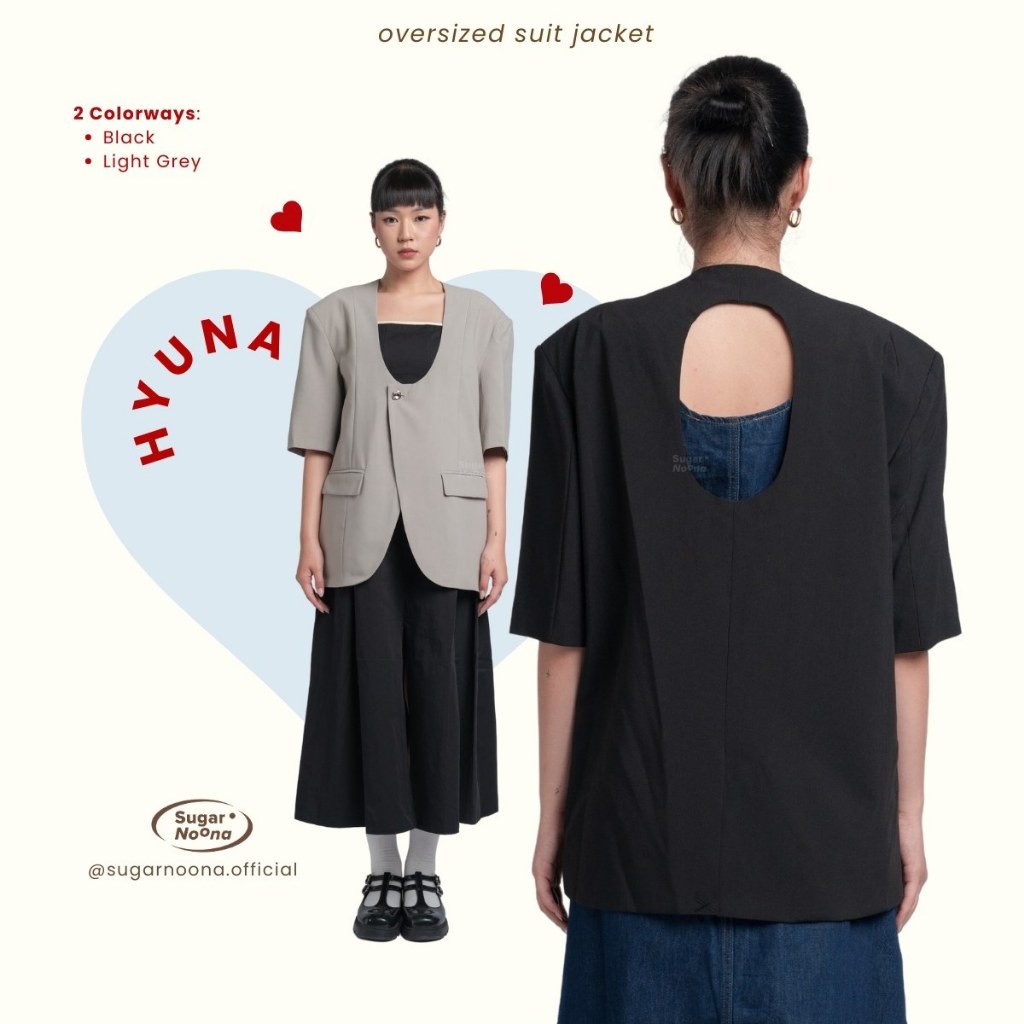 Jual SUGAR NOONA HYUNA SUIT BLAZER IN BLACK // JAS WANITA LENGAN PENDEK ...