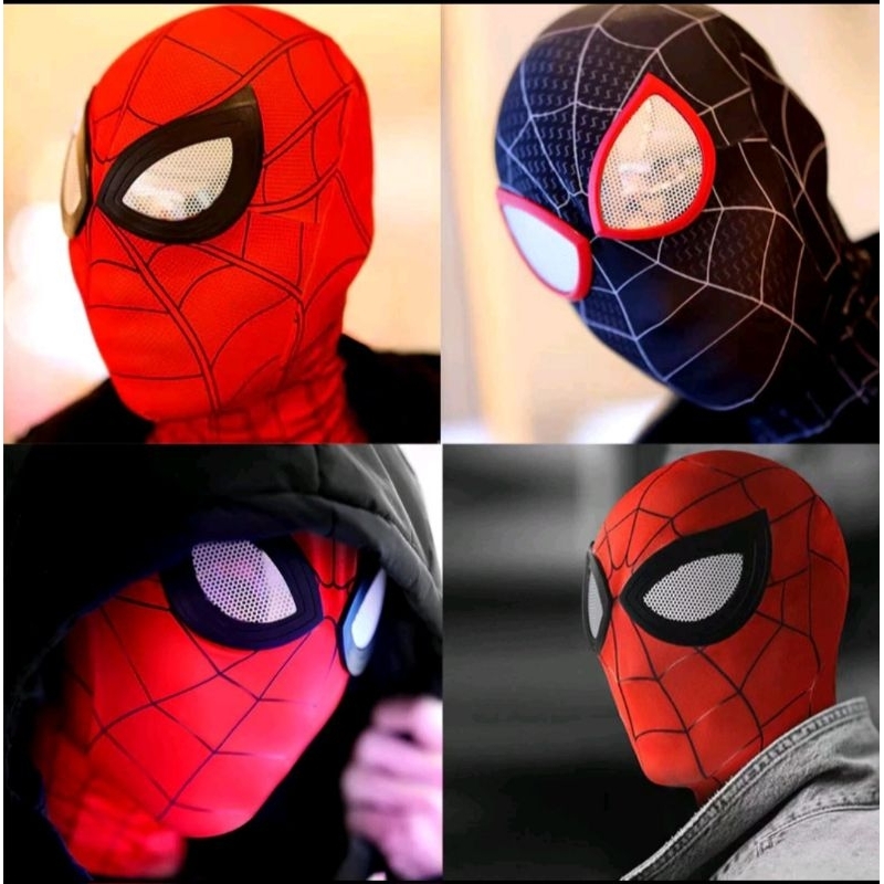 Jual topeng spiderman kain topeng full face spiderman masker wajah ...