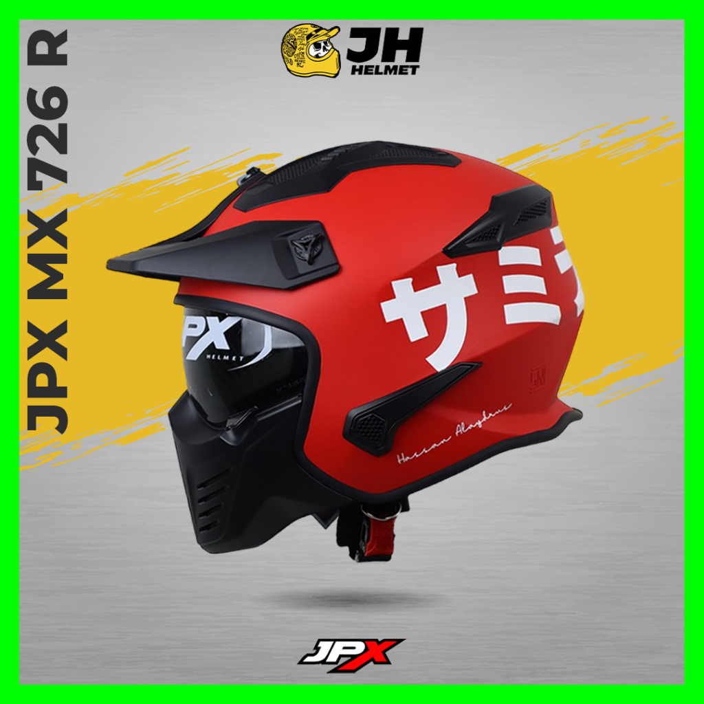 Jual Helm JPX MX 726R Motif BABA Red Ferrari Doff | Helm Full Face | Helm Modular | Jual Helm ...