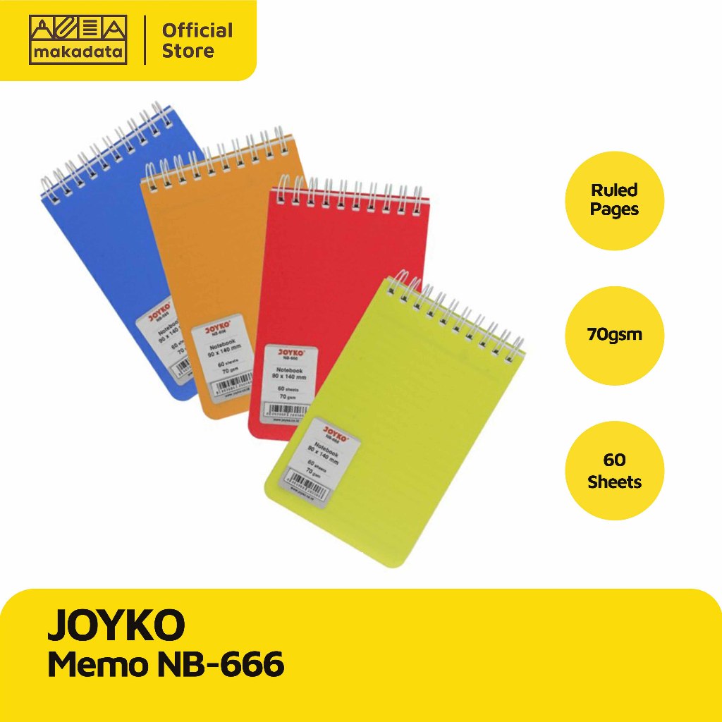 Jual BUKU CATATAN NOTEBOOK KECIL BERGARIS 60 SHEETS JOYKO NB-666 (1 PCS ...