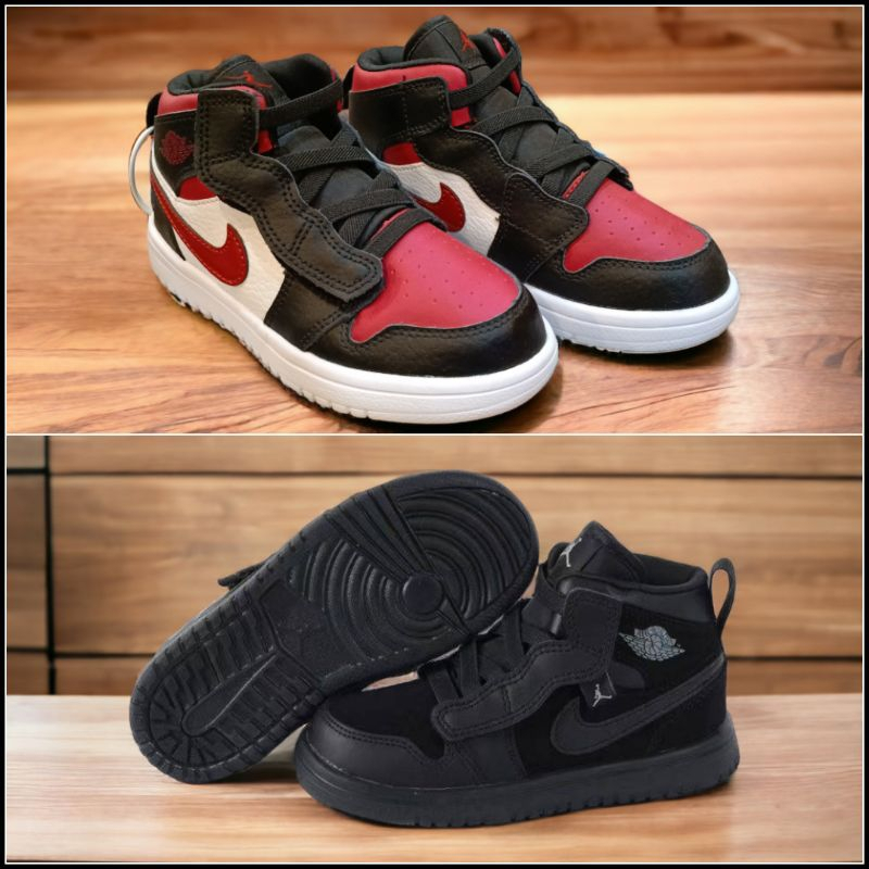 Jual SEPATU ANAK NIK JORDAN 1 BNIB HITAM MERAH HITAM POLOS READY SIZE ...