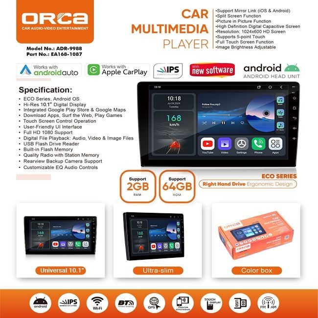 Jual Head Unit Android Orca Eco Series 9inch RAM 2/32 - Orca Eco ADR ...