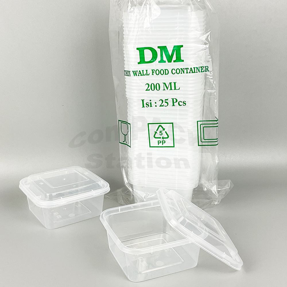 Jual DM Thinwall Persegi SQ 200ml isi 25 pcs | Shopee Indonesia