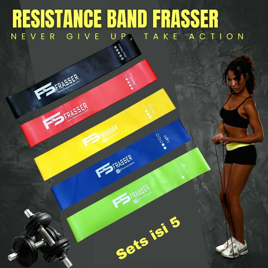Jual Frasser Tali Resistance Loop Bands 1 Set isi 5pcs Elastis Fitness ...