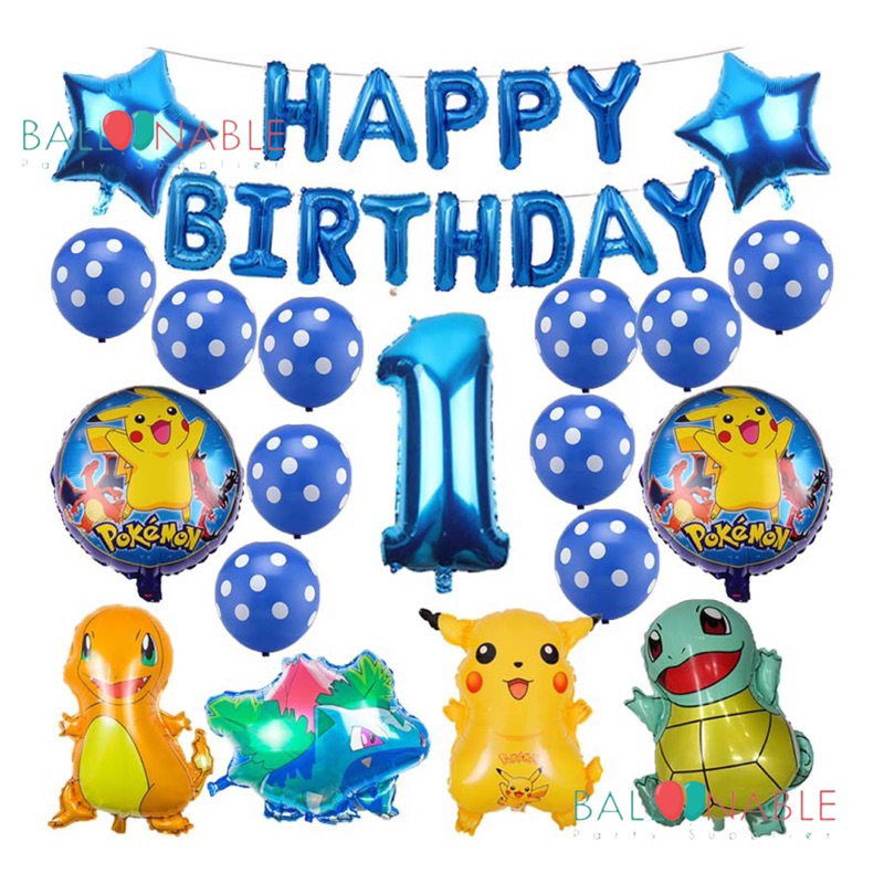 Jual Paket Dekorasi Balon Angka Tema Pokemon Simple (PD189) | Shopee ...