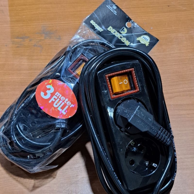 Jual Kabel roll / kabel extension 2 lubang 3 meter DEXICON BLACK ...