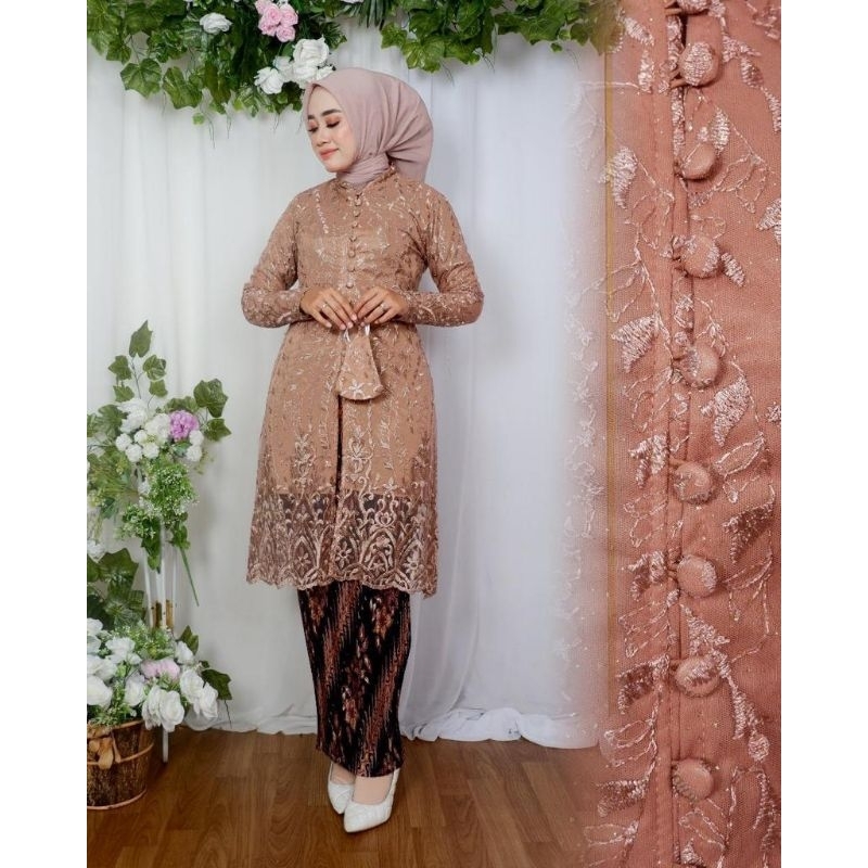 Jual Real Pict !! Setelan Kebaya Tunik Kancing / Kebaya Tunik Tulle ...