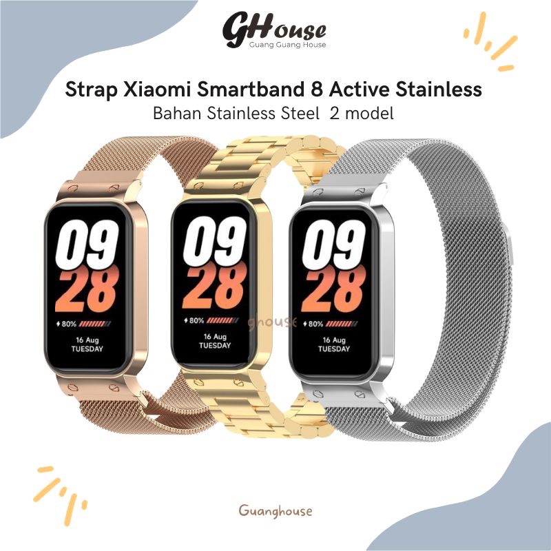 Jual Strap Xiaomi Smartband 8 Active Stainless Steel Tali Mi Band 8 Active Bahan Stainless ...