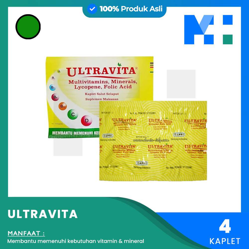 Jual ULTRAVITA Multivitamin Suplemen Makanan Strip Isi 4 Kaplet ...