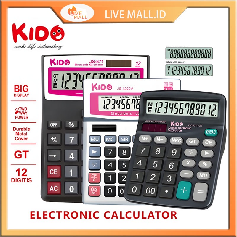 Jual Kalkulator Digital 12-Bit Dual Energi Baterai dan Energi Surya Caclulator Check Double ...