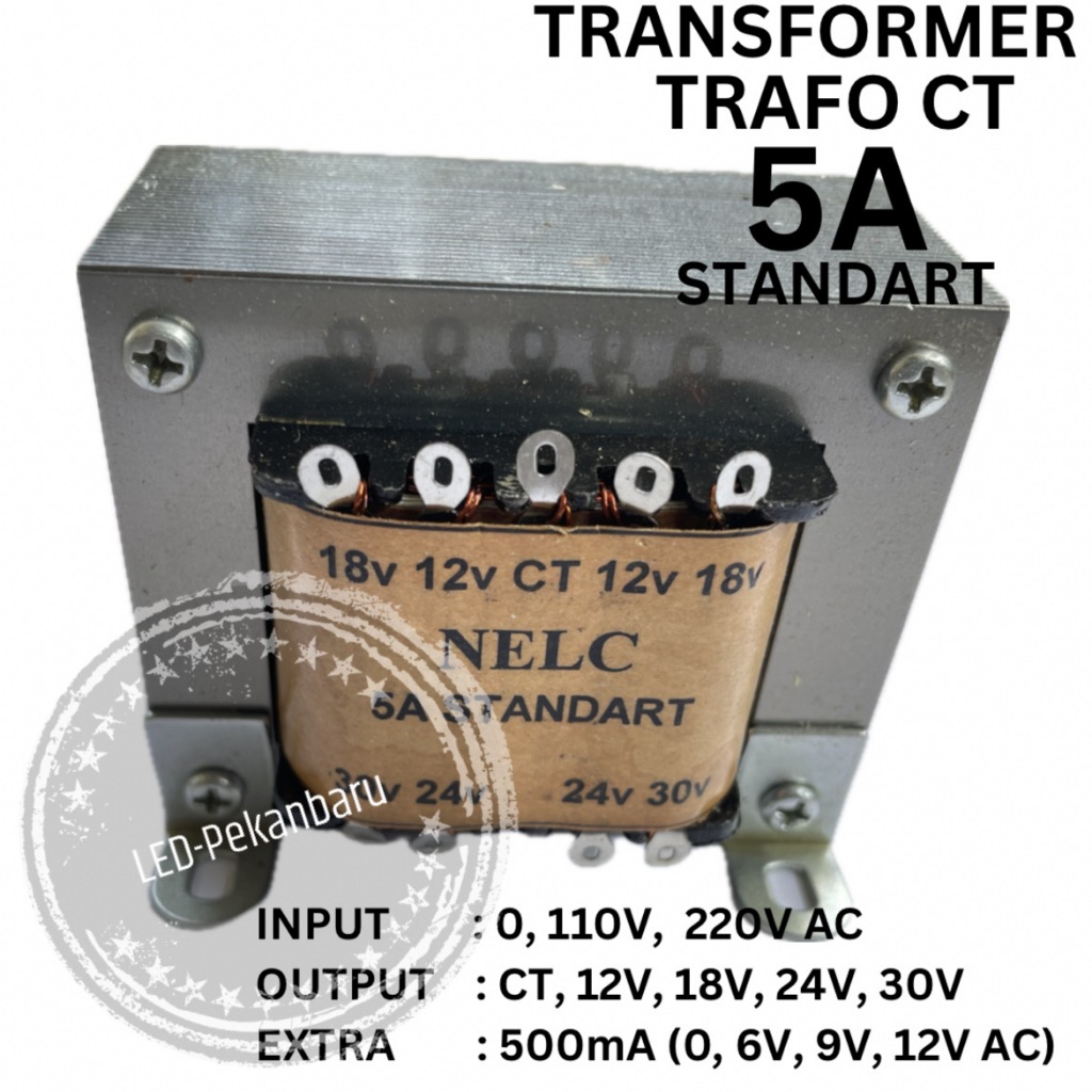 Jual TRAFO 5A CT 12V 18V 24V 30V TRAVO STANDART NELC 5 A AMPER EXTRA 500MA | Shopee Indonesia
