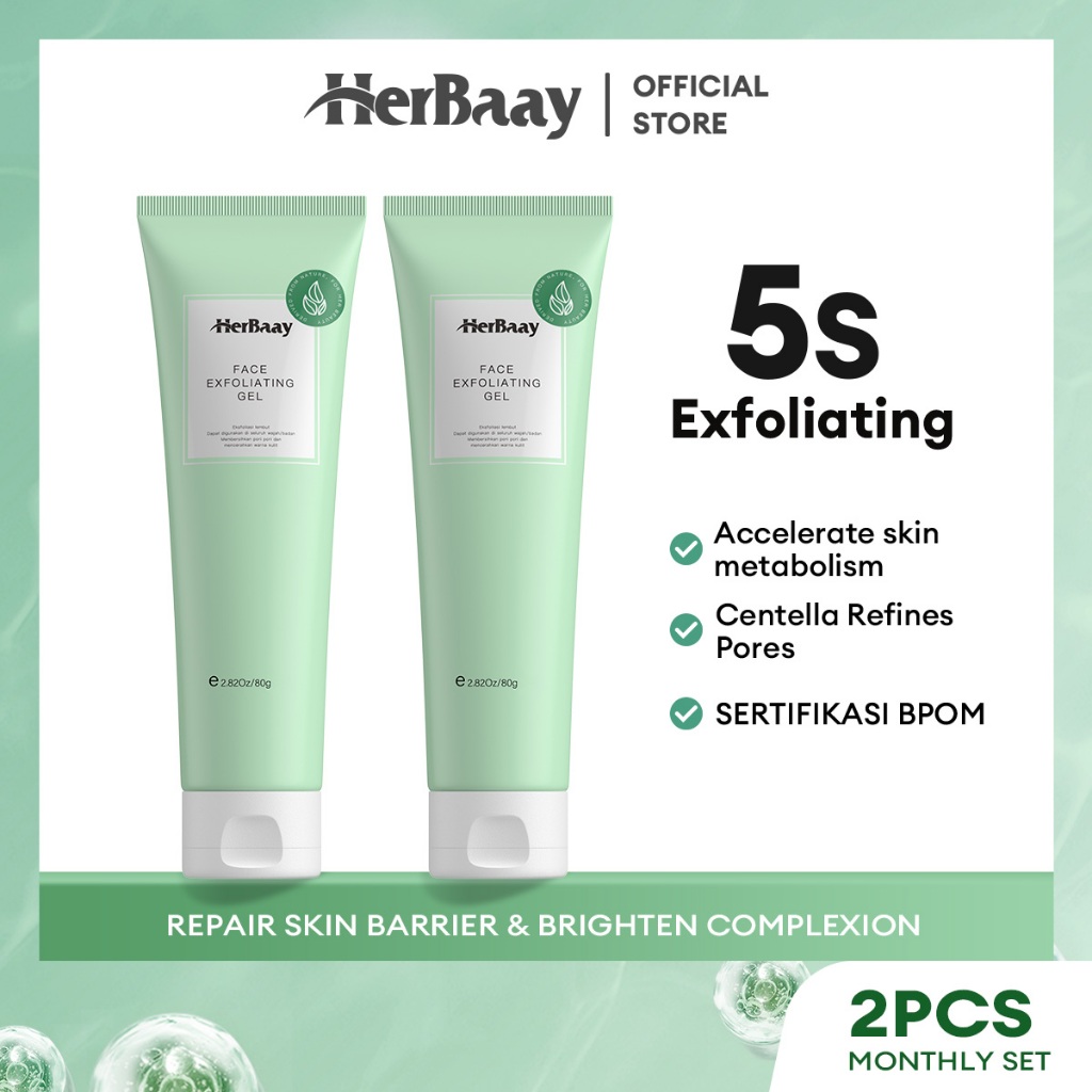 Jual HerBaay Exfoliating Gel 2Pcs Brightening and Moisturizer Exfoliasi ...