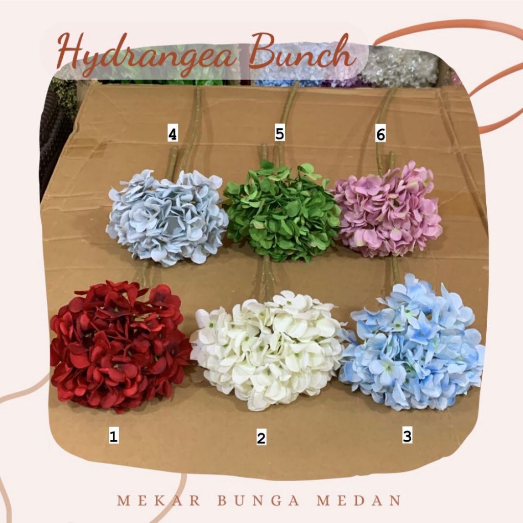 Jual (Jb 12) Bunga Artifisial Prem. Hydrangea Bunch Dekorasi Bunga Pelaminan Hantaran Buket ...