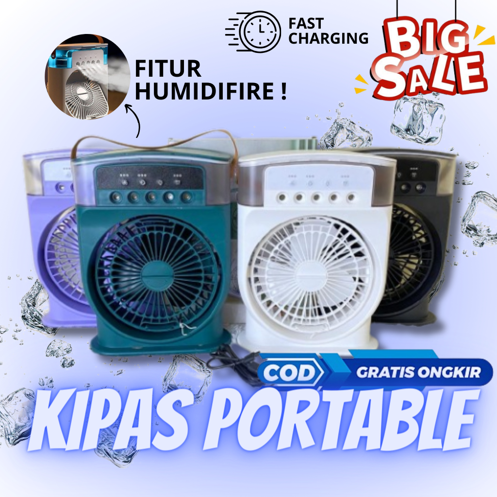 Jual Kipas Angin AC Mini Baterai 2000 mAh BISA DICHARGE !!! Kipas ...