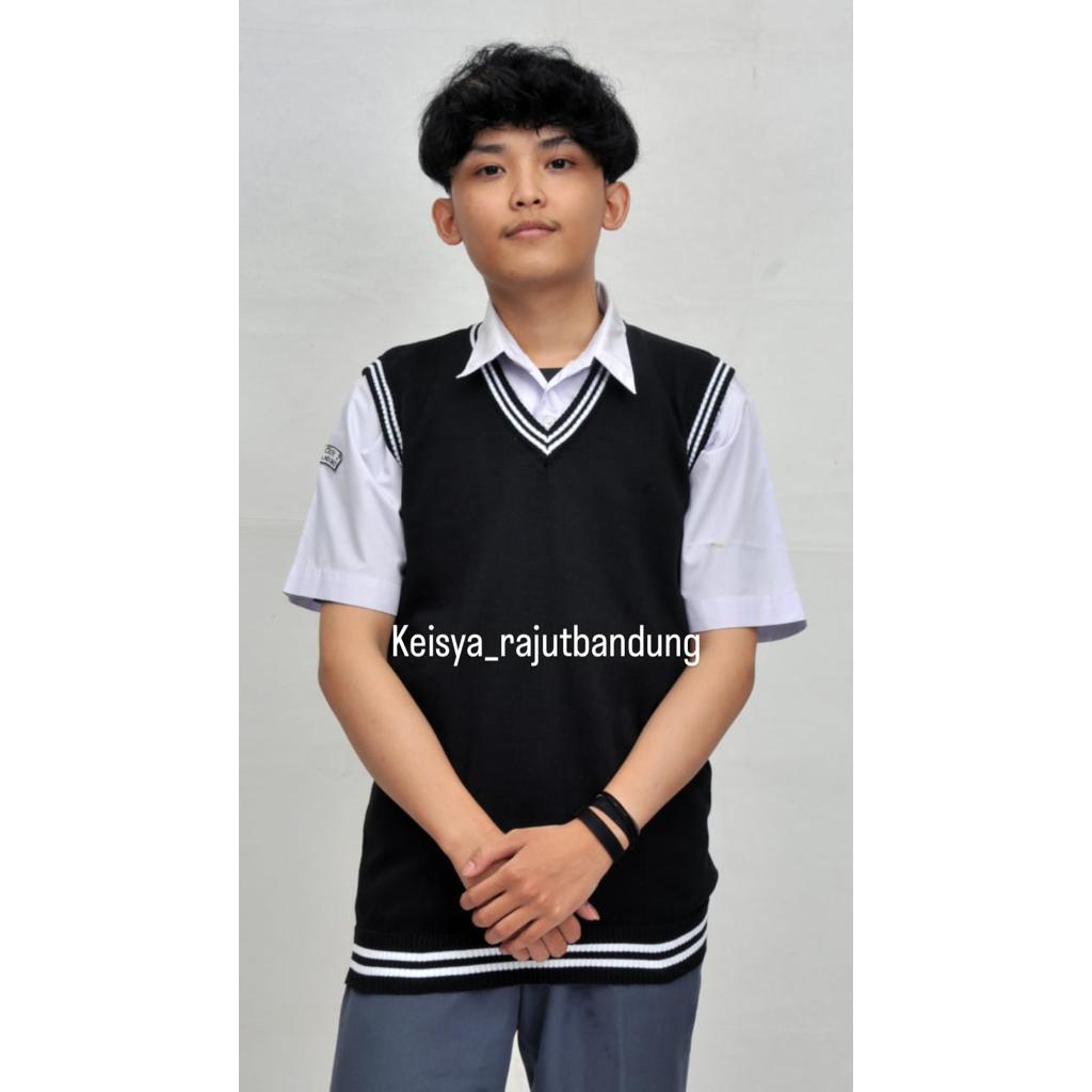 Jual keisya vest rompi rajut knit list korea bahan tebal premium ...