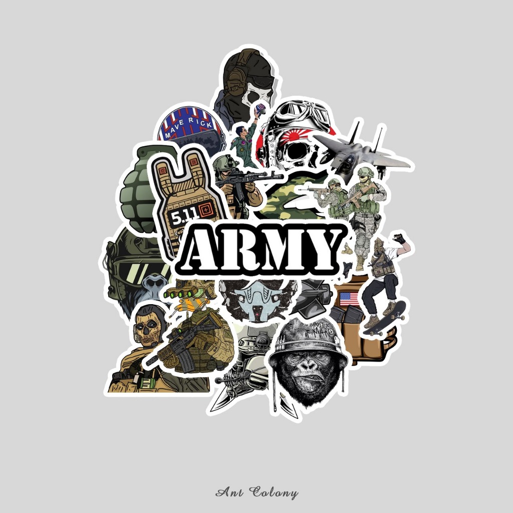 Jual Stiker Pack Army Sticker Vinyl Doff Laminasi | Sticker Tentara ...