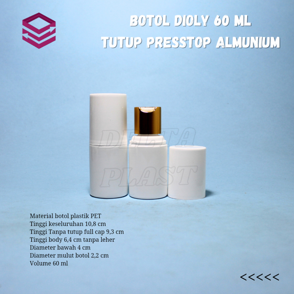 Jual Botol dioly presstop almunium 60ml / Botol face mist presstop 60ml ...