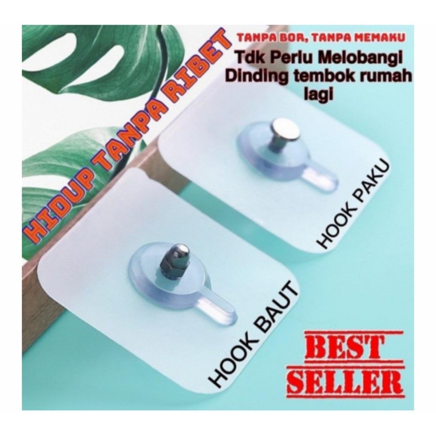 Jual Gantungan Stiker Tempelan Hook Kait Paku 1 Set pasang +- | Shopee ...